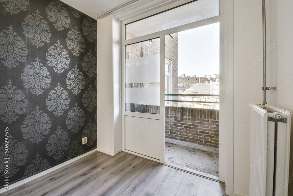 Empty room with wallpaper in modern house Stock Photo | Adobe Stock