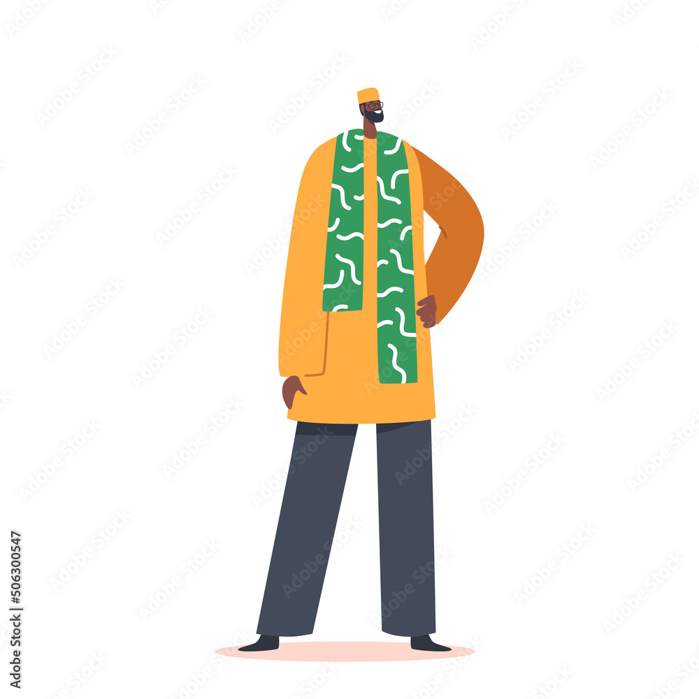 African Man Wear Tribal Clothes Stand with Arm Akimbo. Portrait of ...