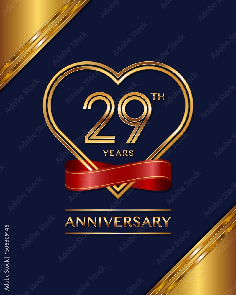 29 years anniversary celebration logotype with golden color, for ...