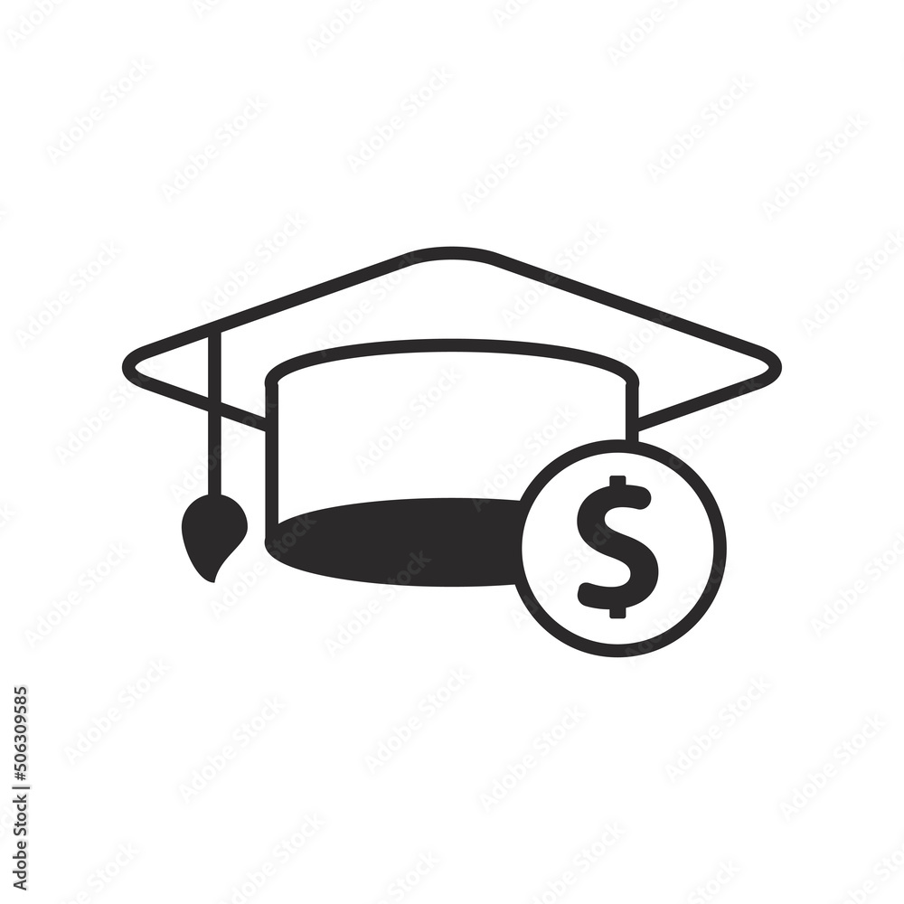 Simple tuition icon with black style isolated on white background Stock ...
