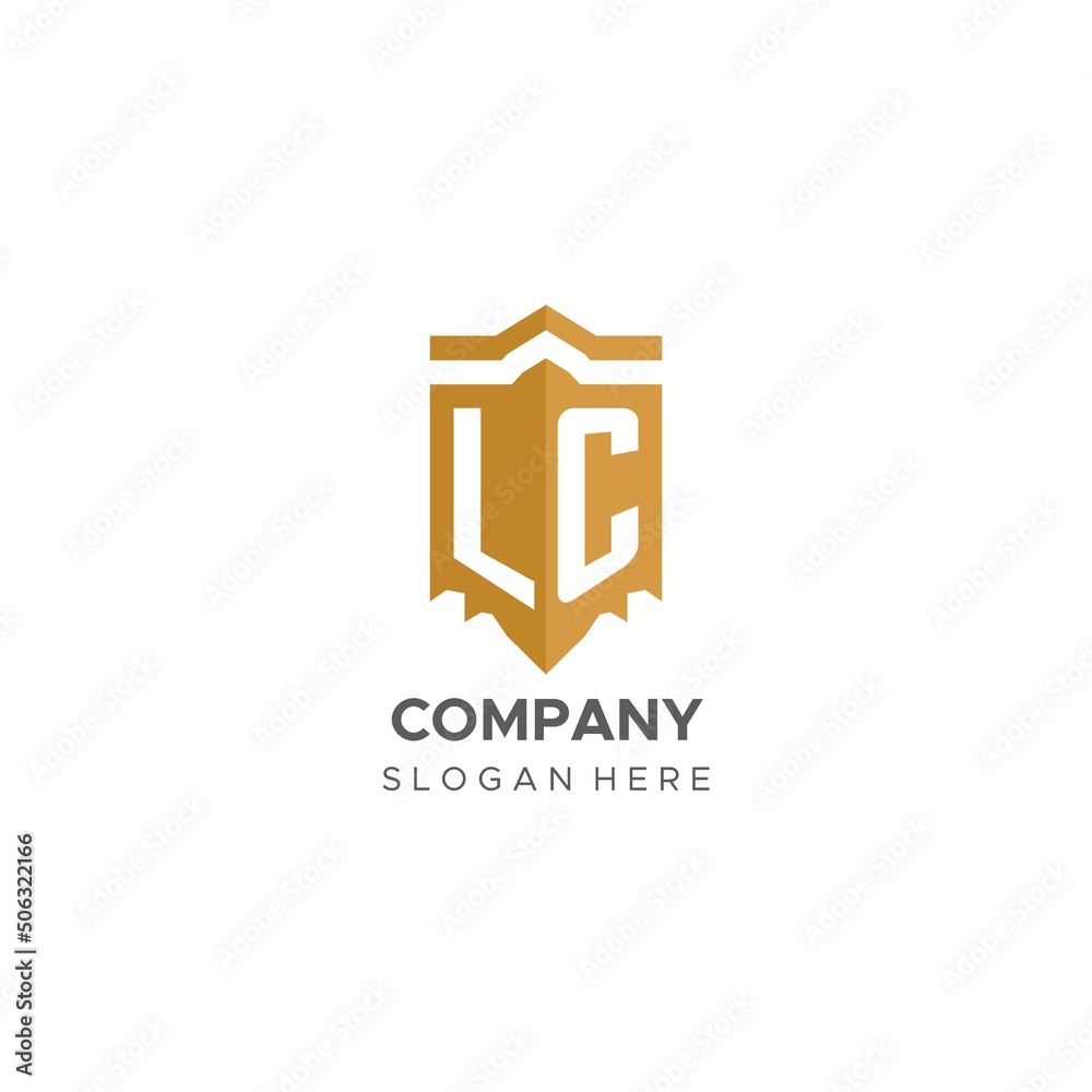 Monogram LC logo with shield geometric shape, elegant luxury initial ...