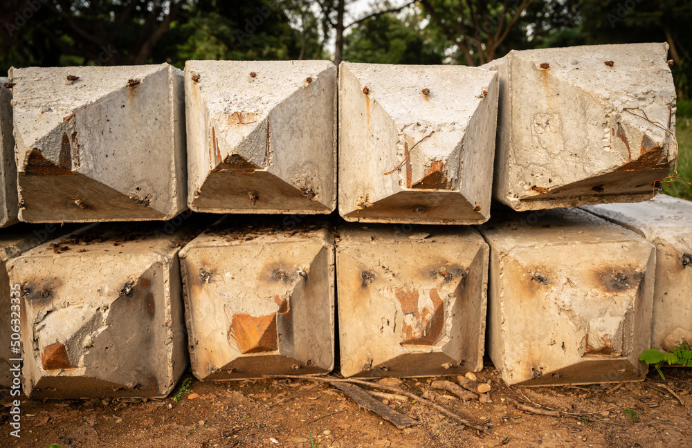 Concrete piles foundation prepare for using in construction site. pile ...