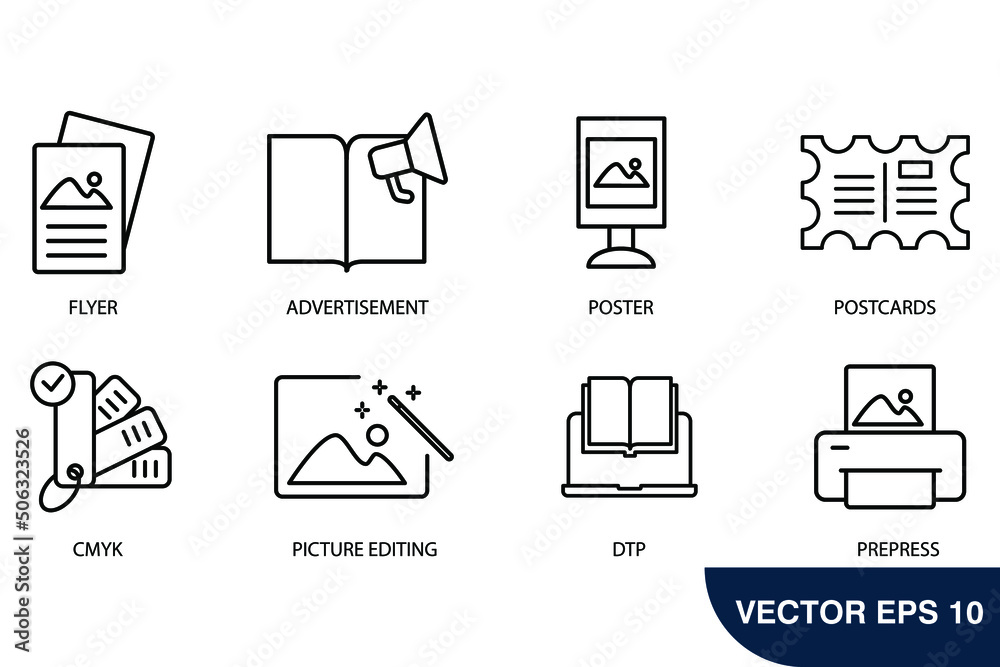 printing icons set . printing pack symbol vector elements for ...