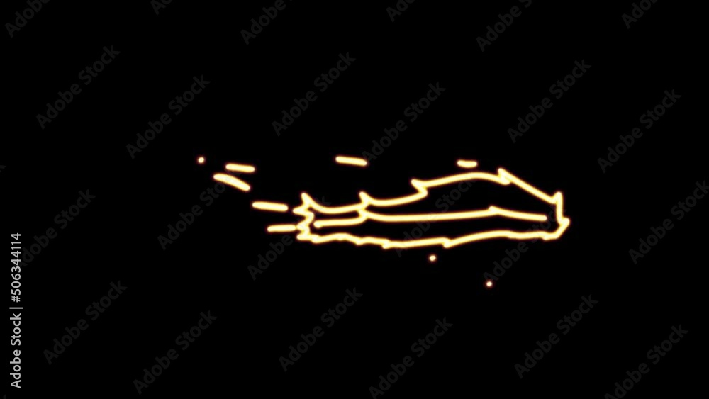 Neon sign of glowing line fire element Motion graphics background ...