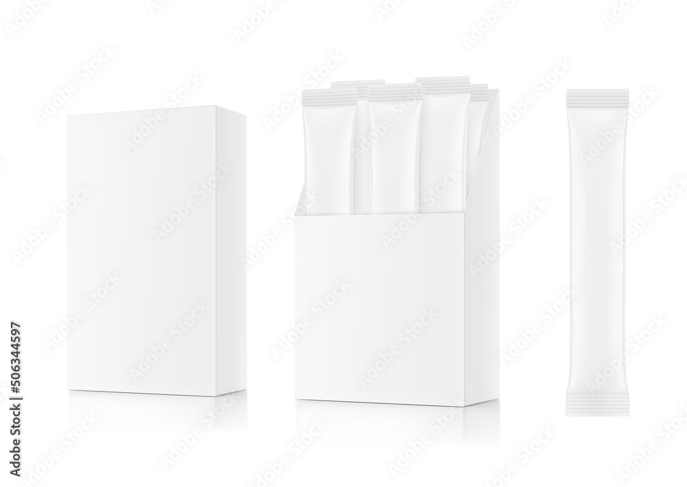 Universal blank cardboard show box with stick mockup. Perspective view ...