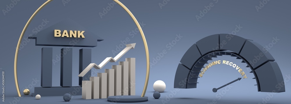Stock exchange graph and symbol of bank building. Finance management ...