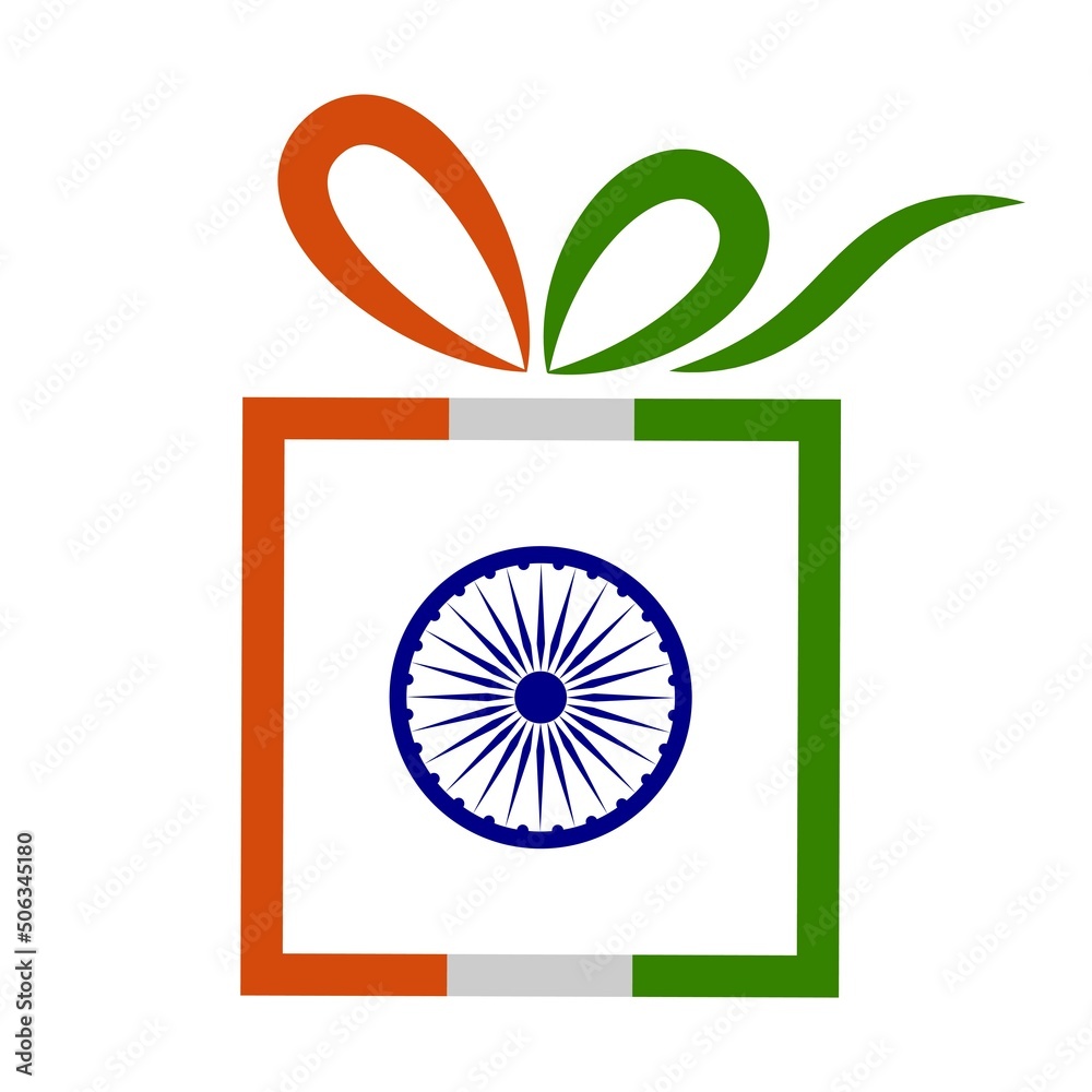 WebIndian tricolor flag wraped in shape of gift box isolated on white ...