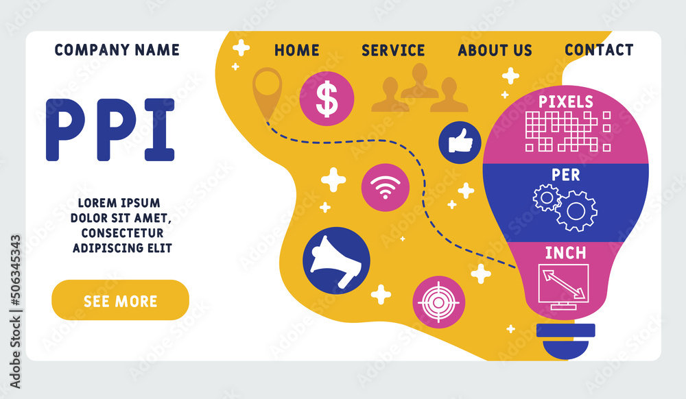 PPI - Pixels Per Inch acronym. business concept background. vector ...