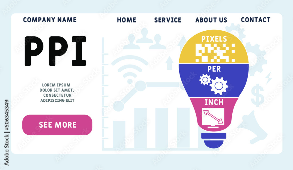 PPI - Pixels Per Inch acronym. business concept background. vector ...