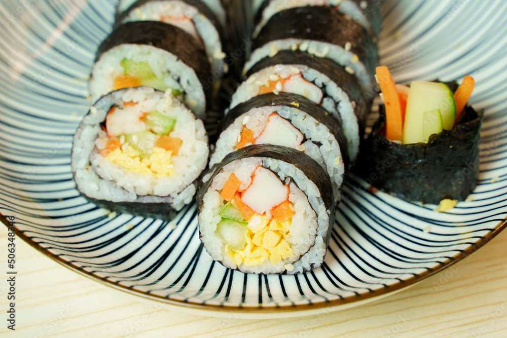 Kimbap, one of Korea's most popular snacks.Korean Seaweed Rice Rolls ...