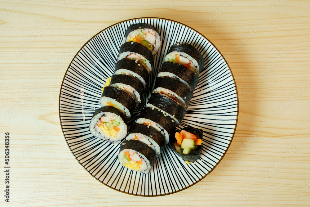 Kimbap, one of Korea's most popular snacks.Korean Seaweed Rice Rolls ...