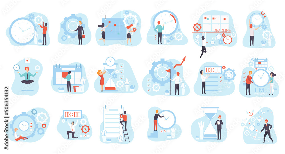 Effective Time Management with People Organizing Time on Clock and ...