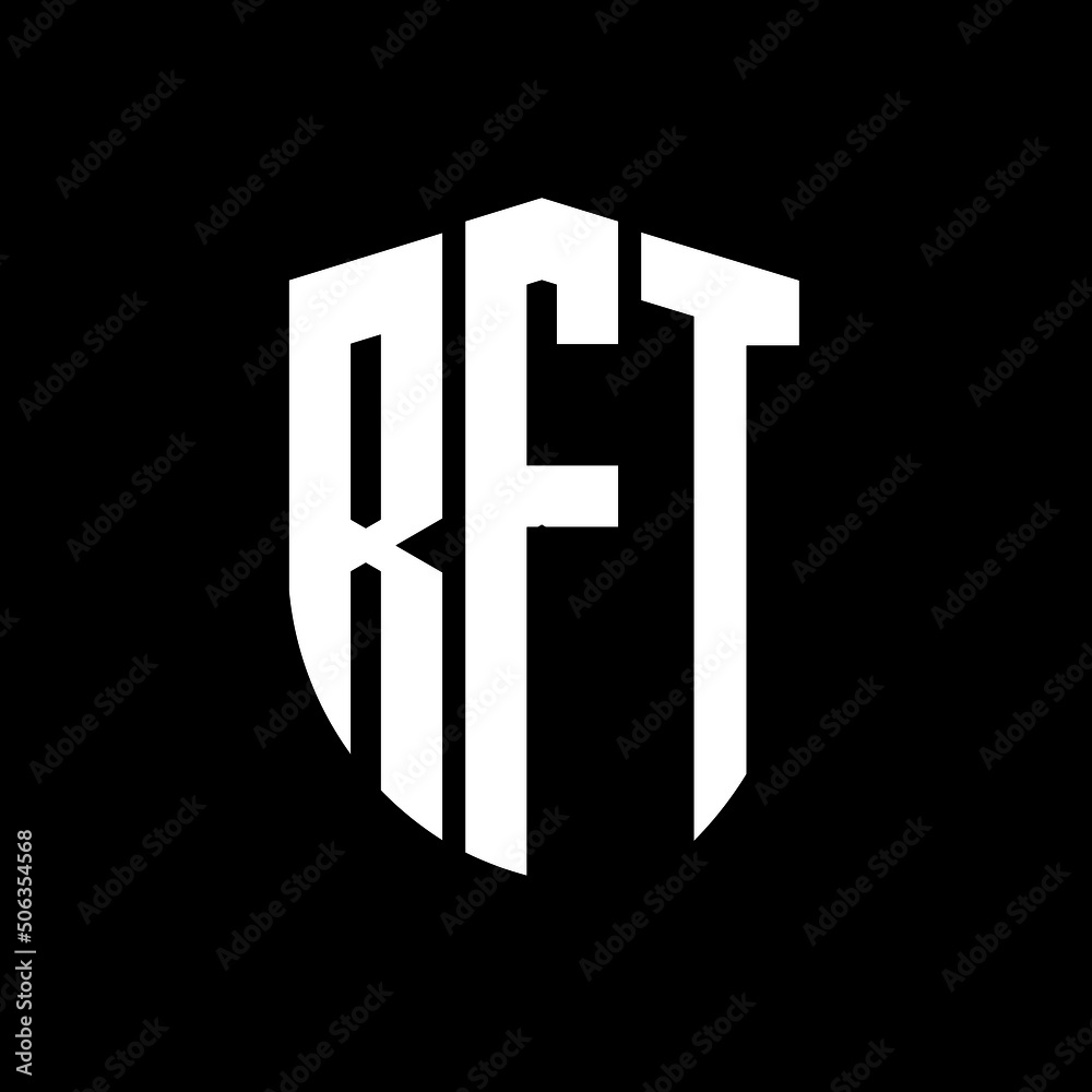 RFT letter logo design. RFT modern letter logo with black background ...