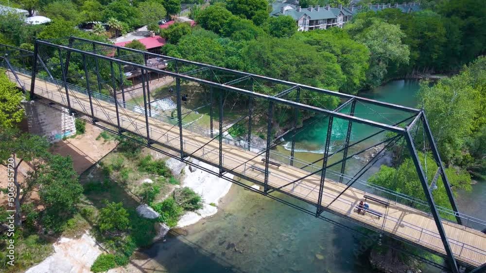 Drone footage of the historic Faust Street bridge in New Braunfels ...