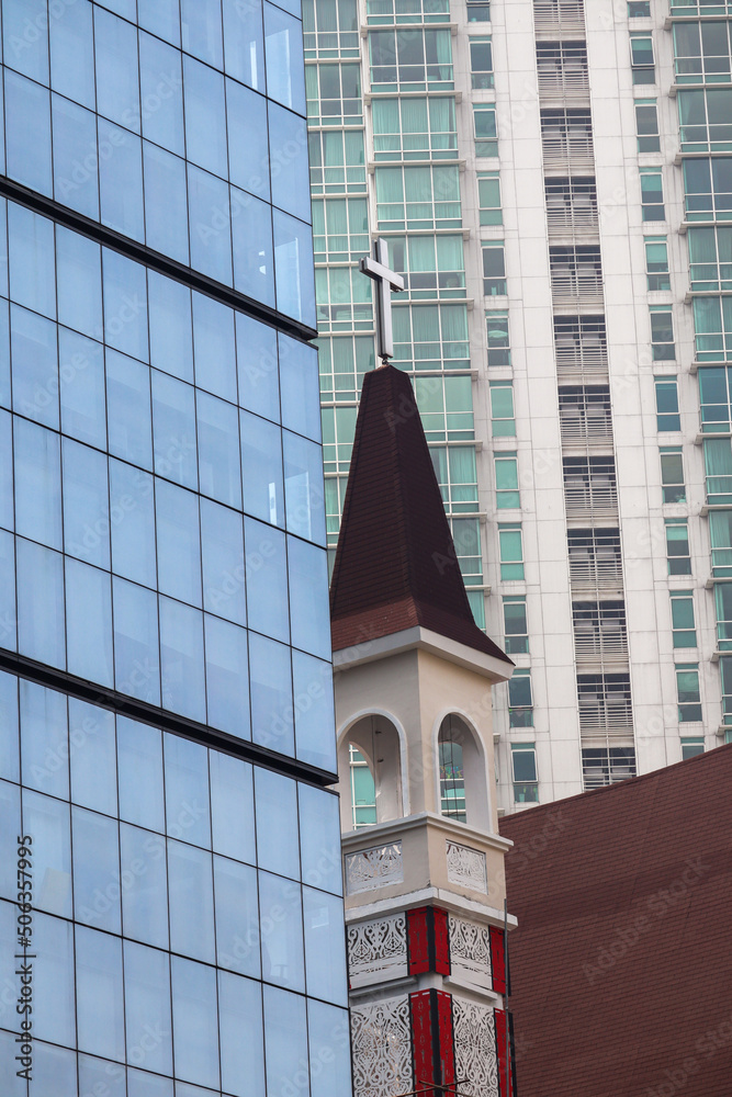 A Protestant Batak Christian Huria Church or HKBP located in Sudirman ...