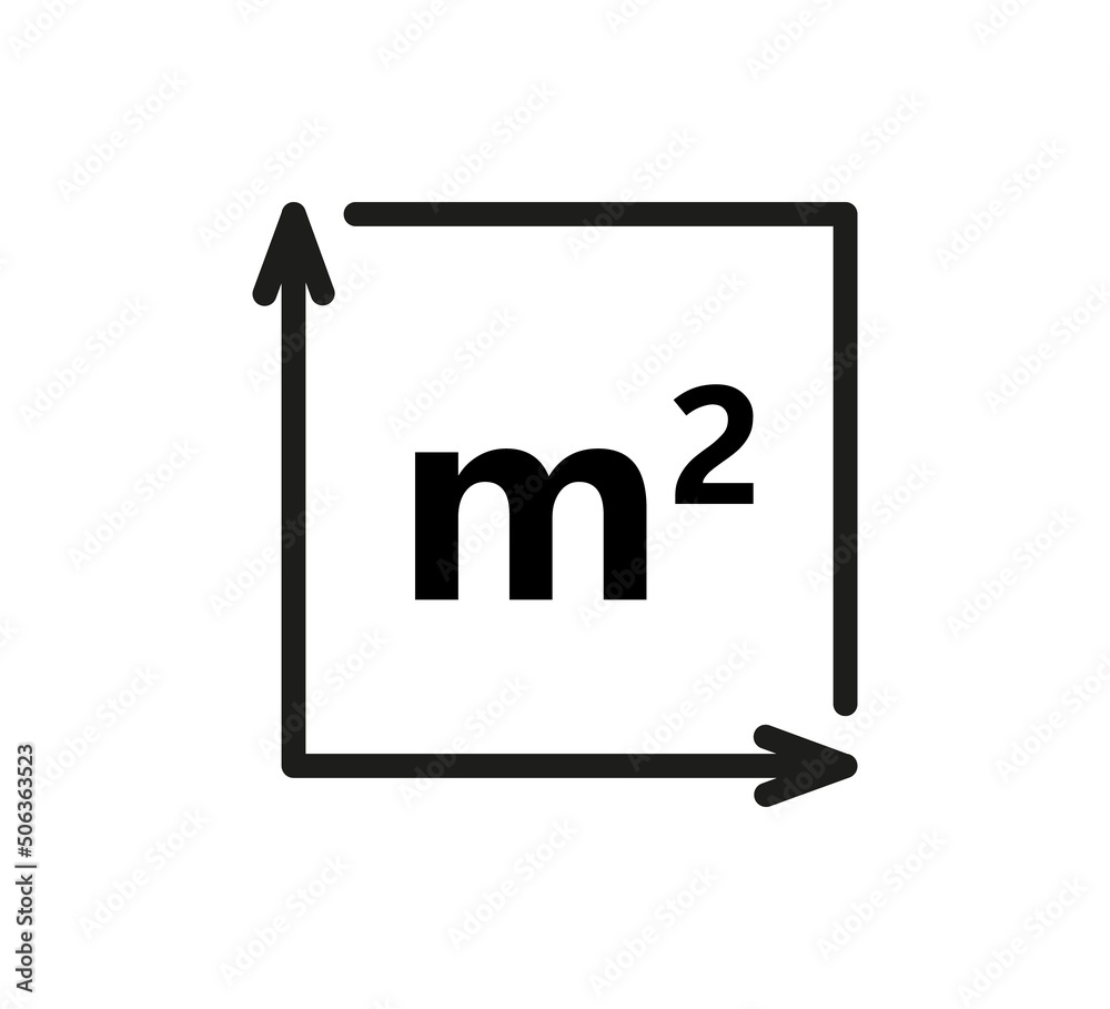 Square Meter icon. M2 sign. Flat area in square metres . Measuring land ...