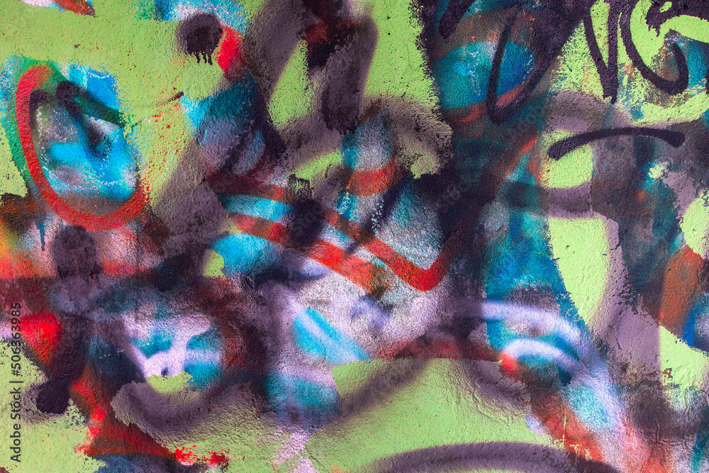 Colorful green, red, blue and black urban wall texture. Modern pattern ...