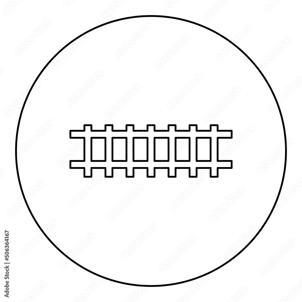 Rail rails Railroad Railway Train track icon in circle round black color vector illustration ...