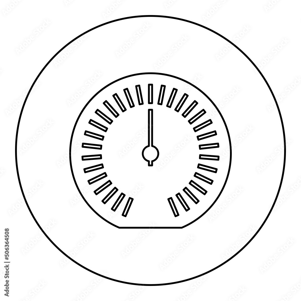 Speedometer odometer speed counter meter icon in circle round black ...