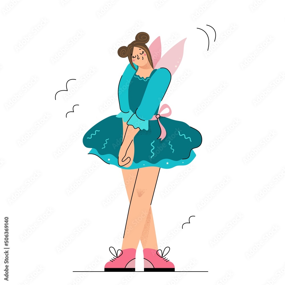 Shy girl, peaceful Fairy. Shy concept illustration for banner, poster ...
