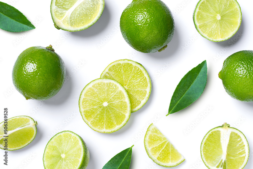 set of lime isolated on white Stock Photo | Adobe Stock