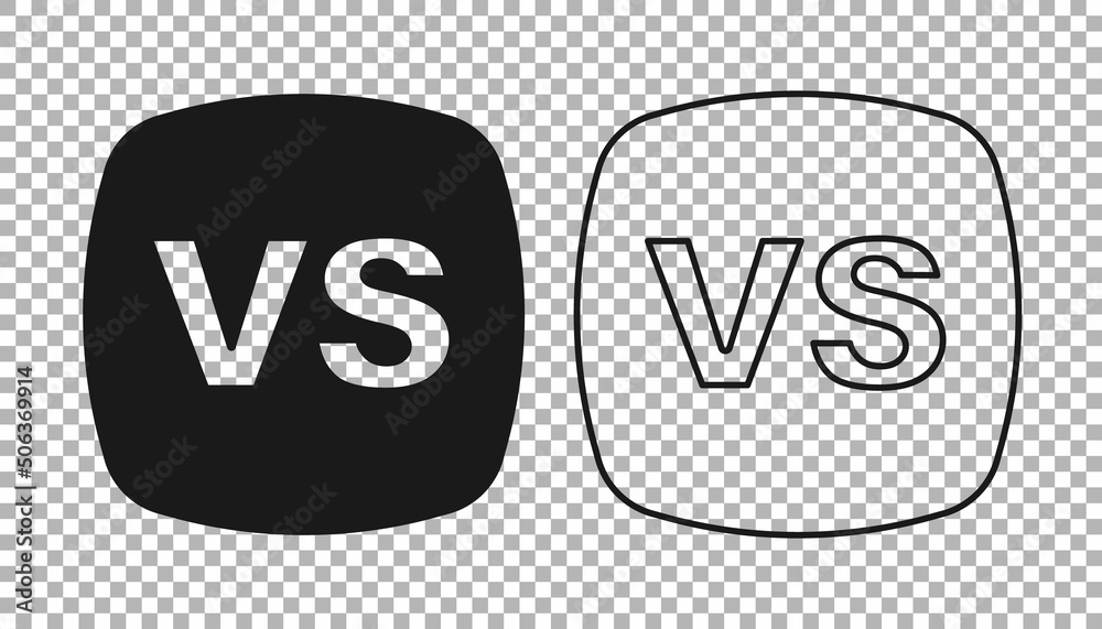 Black VS Versus battle icon isolated on transparent background ...