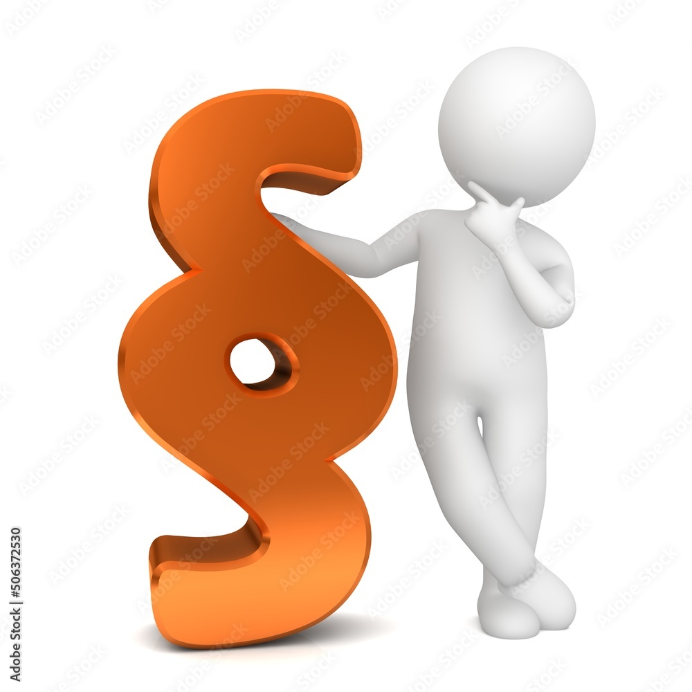 Paragraph sign article symbol orange with thinking asking white stick ...