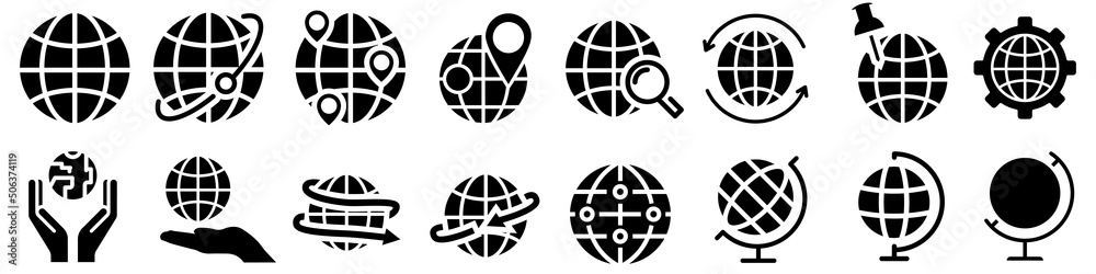 Set of world map vector line icon. Such as map illustration sign ...