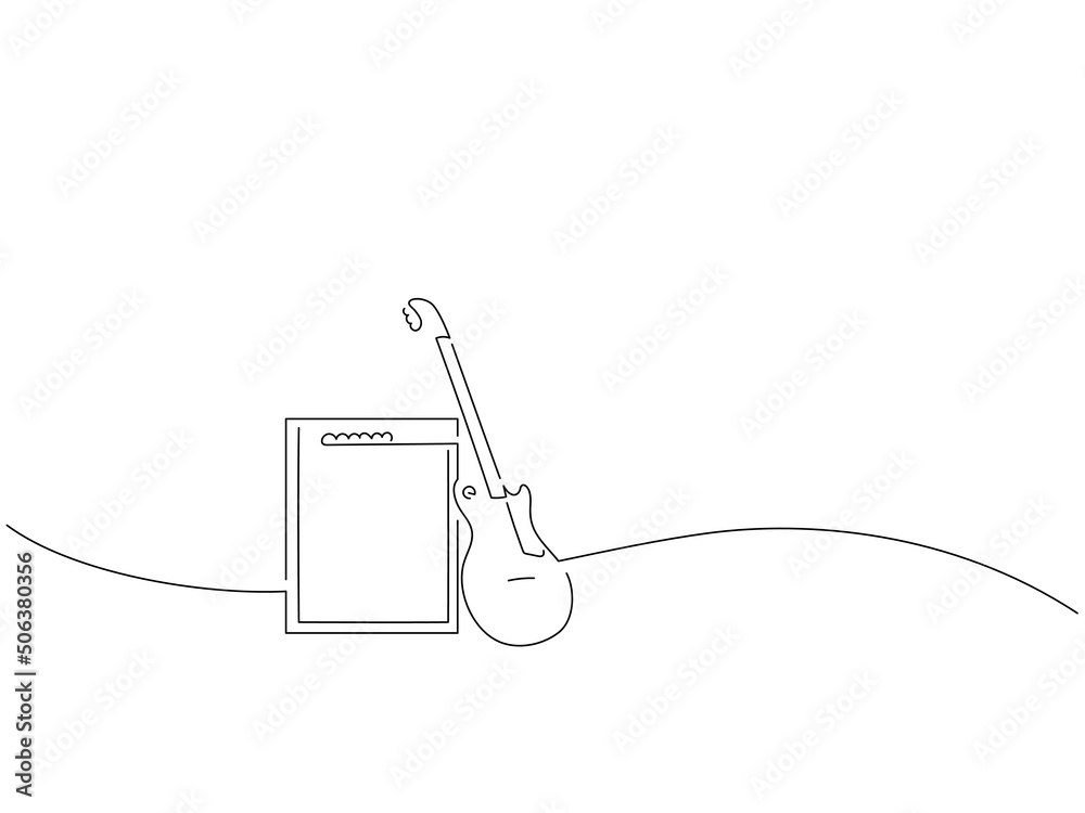 Music equipment in line art drawing style. Composition of an electric ...