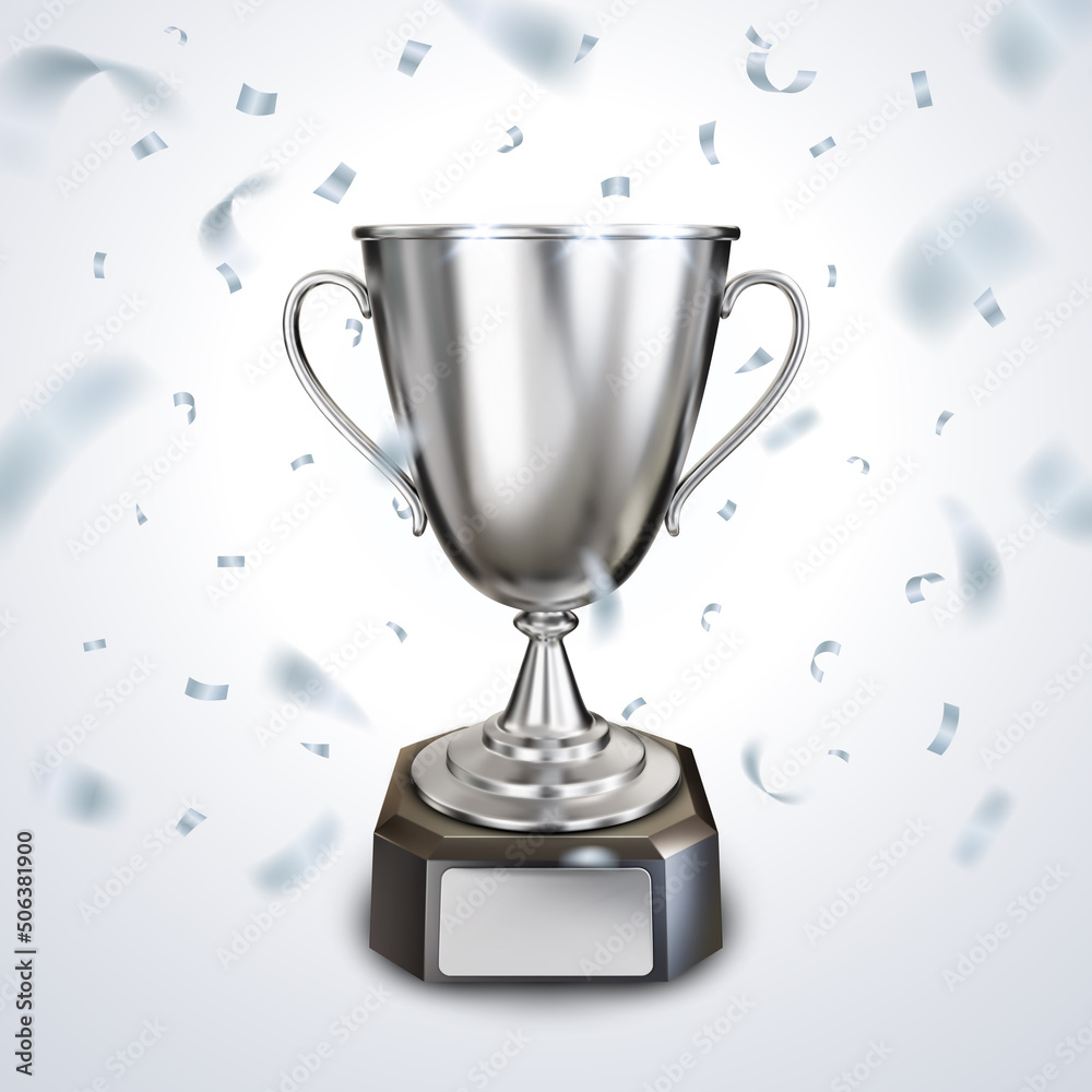 Silver trophy cup or champion cup with a blank silver plate for your ...