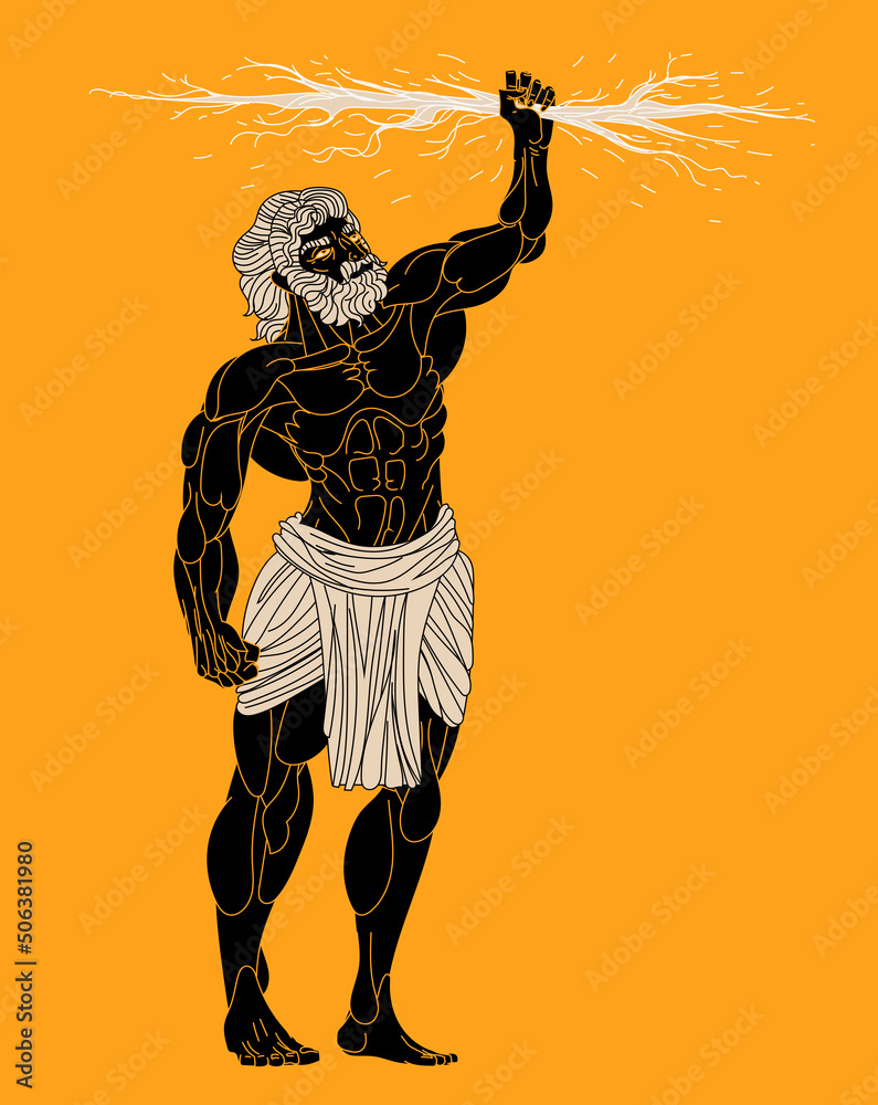 zeus greek mythology god throwing rays Stock Vector | Adobe Stock