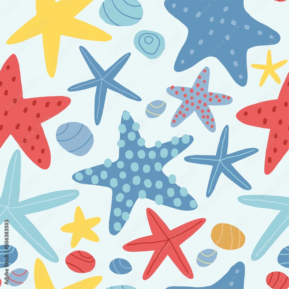 Cute cartoon undersea world. Deep Ocean or sea with sea star. Vector ...