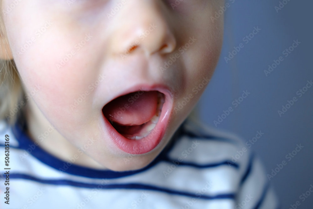 child, girl 2 years old, close-up of part of child's face, children's ...