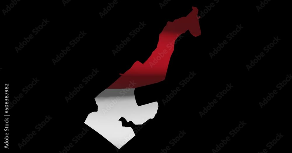 Monaco national flag on map outline, waving animation. 4K alpha channel ...