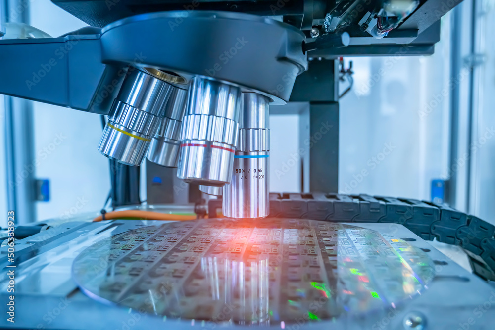 silicone wafer under the microscope Stock Photo | Adobe Stock