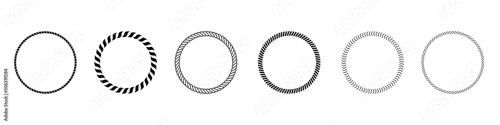 Round rope frames vector icon set. Cable circle shapes strength ...