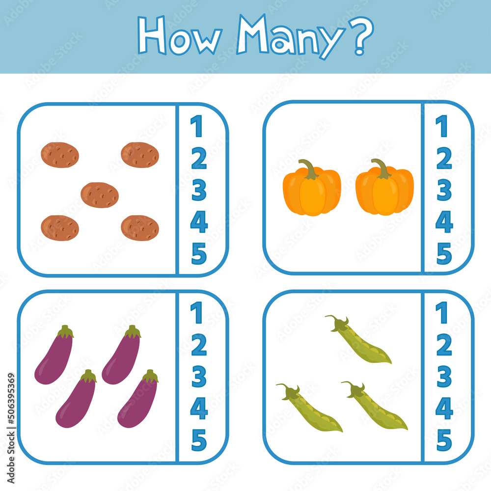 Educational game for preschool children. Learning to count up to 5 ...