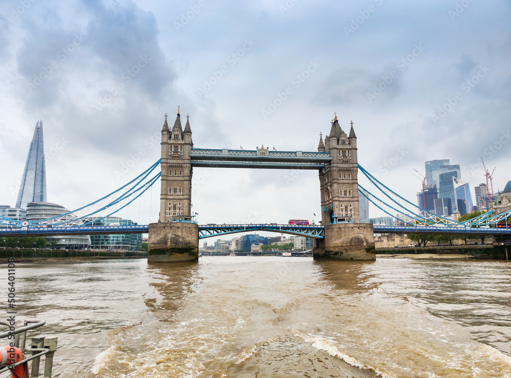 Poster View of the famous London Tower Bridge from the Thames river ...