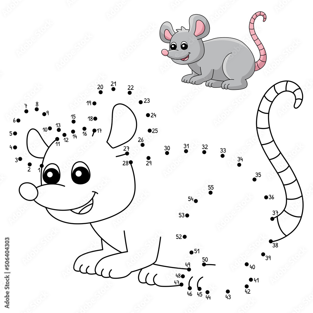 Dot to Dot Mouse Coloring Page for Kids Stock Vector | Adobe Stock