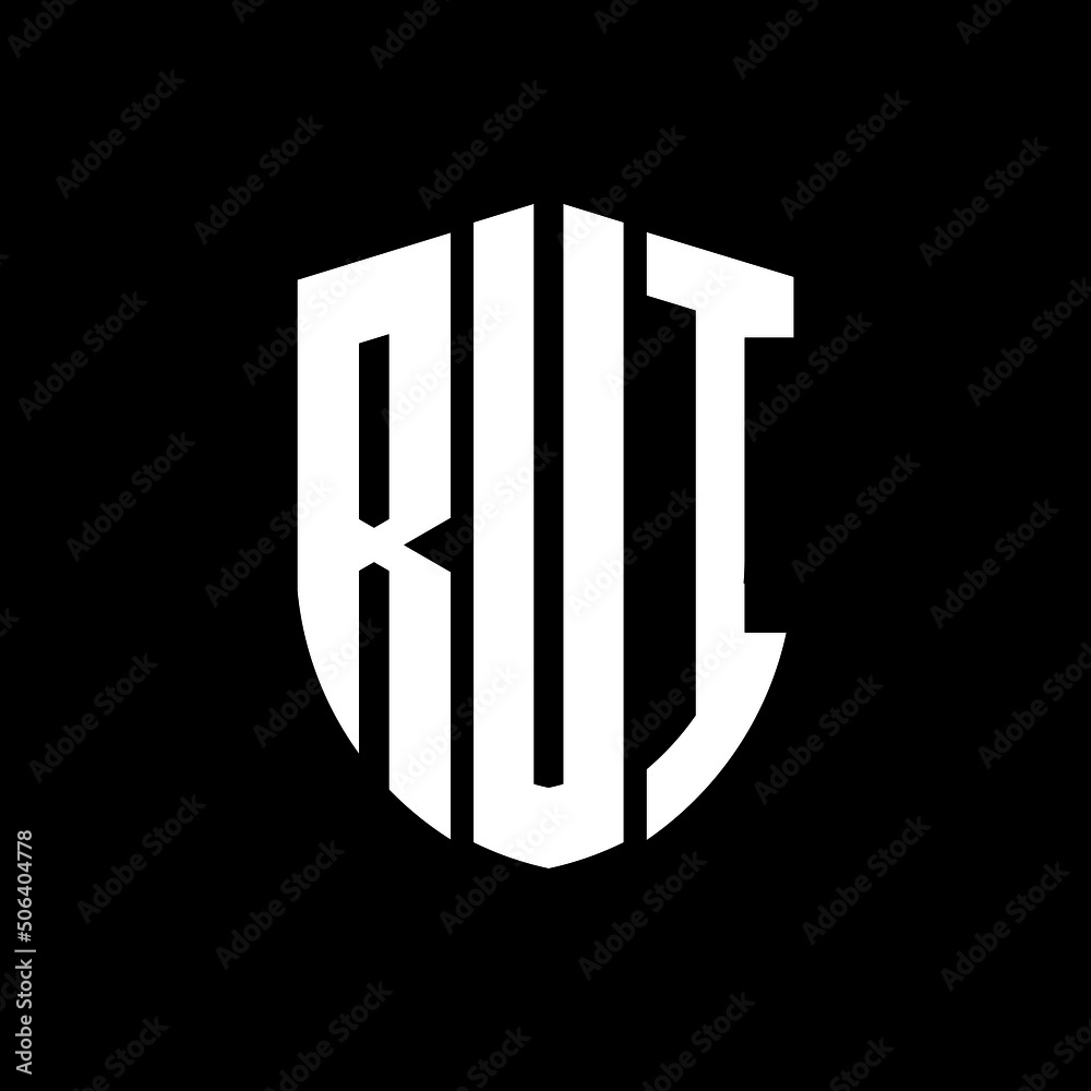 RUI letter logo design. RUI modern letter logo with black background ...