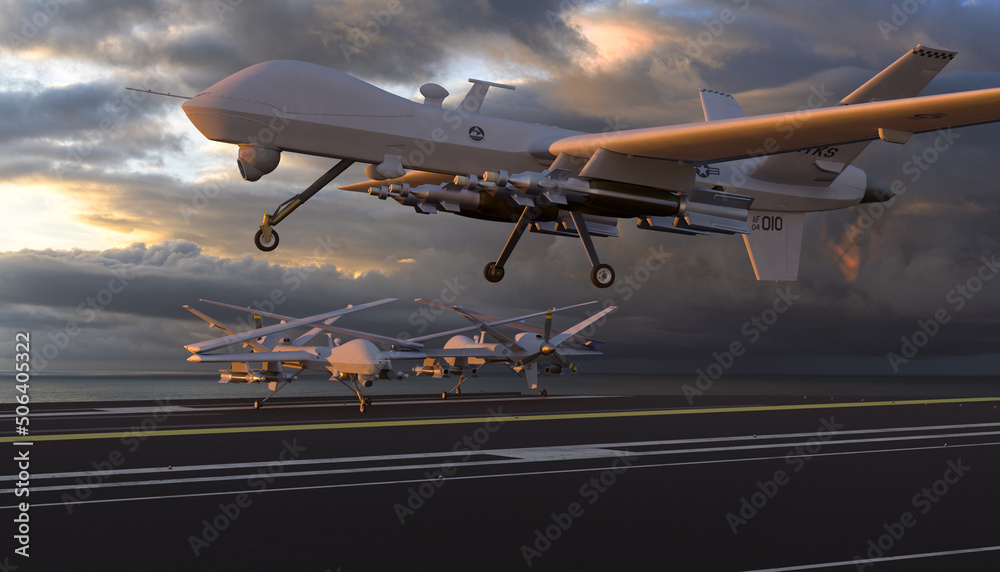 MQ-9B SeaGuardian, the marine version of the Reaper Stock Photo | Adobe ...