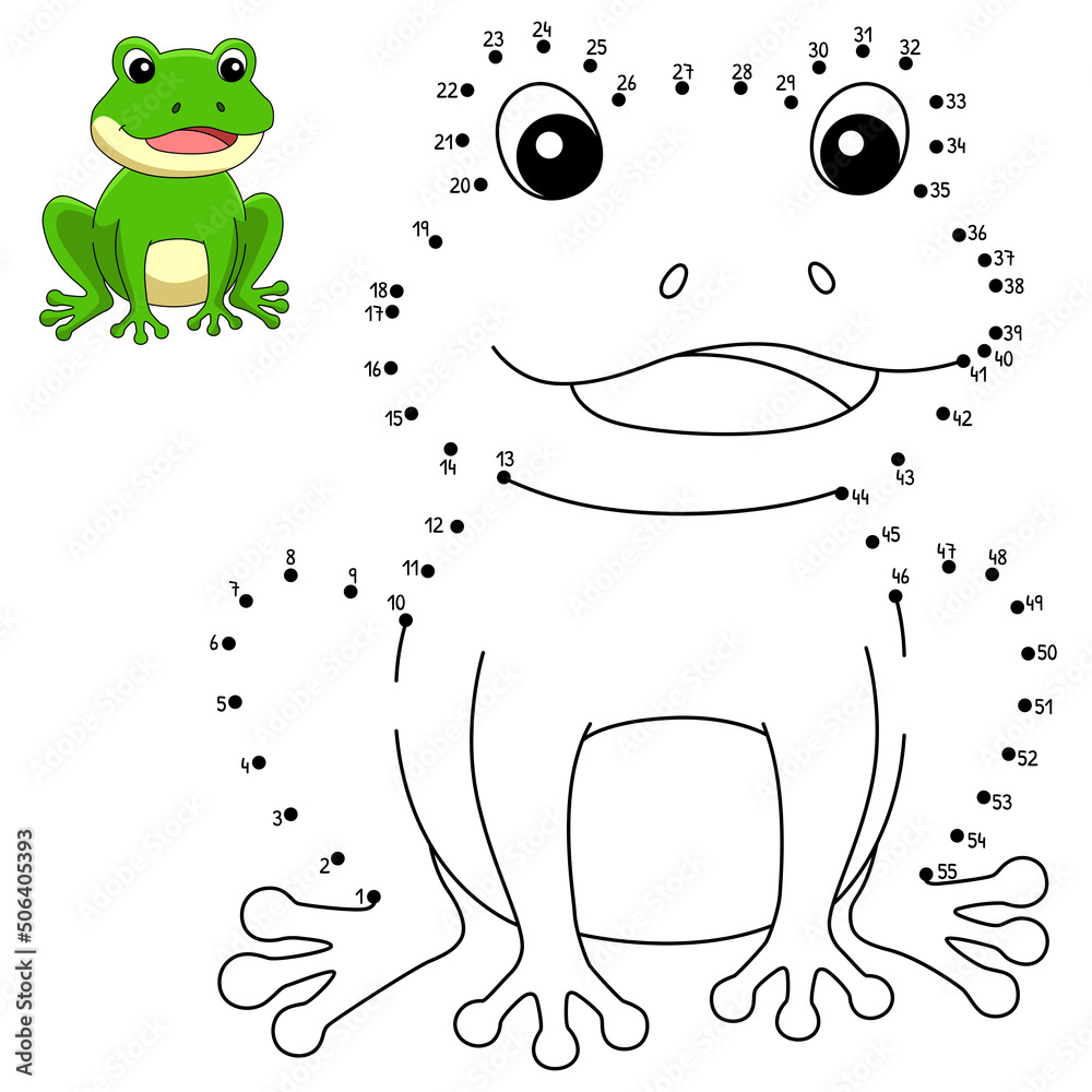 Dot to Dot Frog Coloring Page for Kids Stock Vector | Adobe Stock