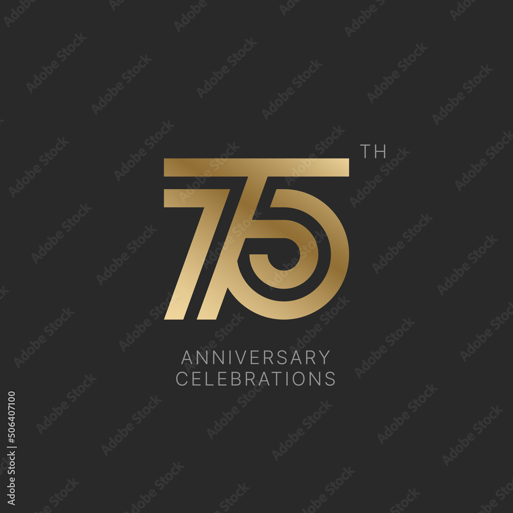 75 years anniversary logo design on black background for celebration ...