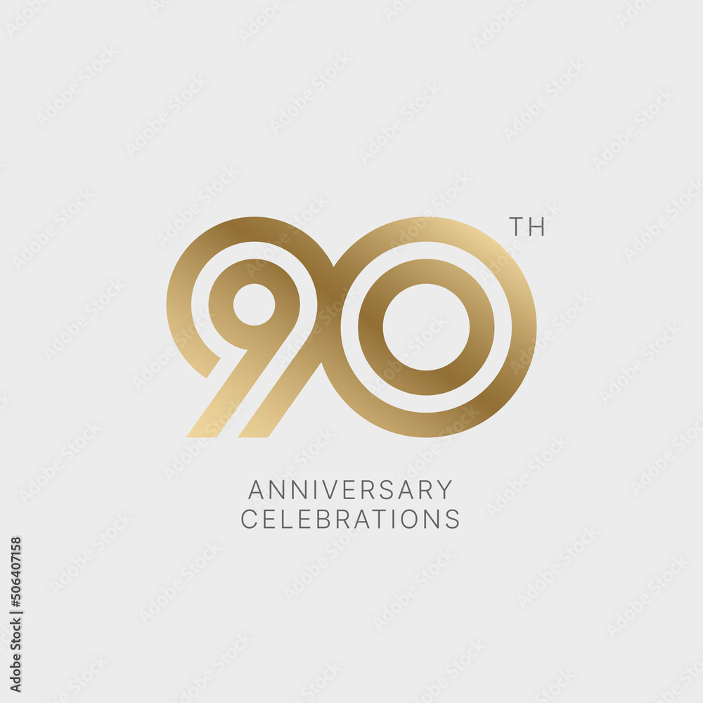 90 years anniversary logo design on white background for celebration ...