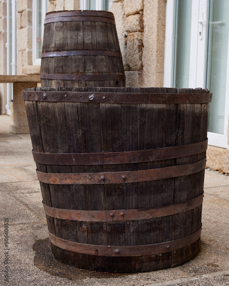 Wooden barrel. Container used for the production and elaboration of ...