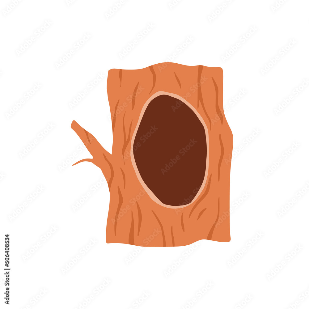 Big and empty tree hollow or burrow, flat vector illustration isolated ...