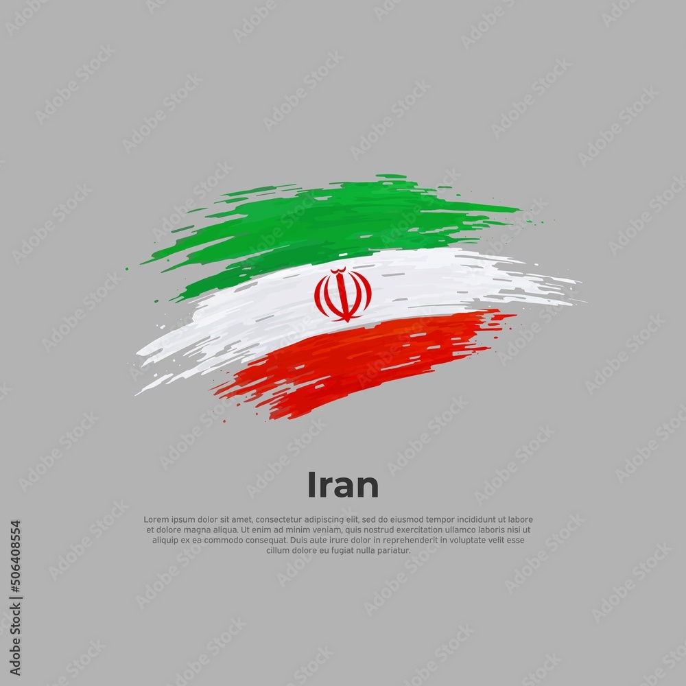Iran flag. Brush strokes. Stripes colors of the iranian flag on a white ...