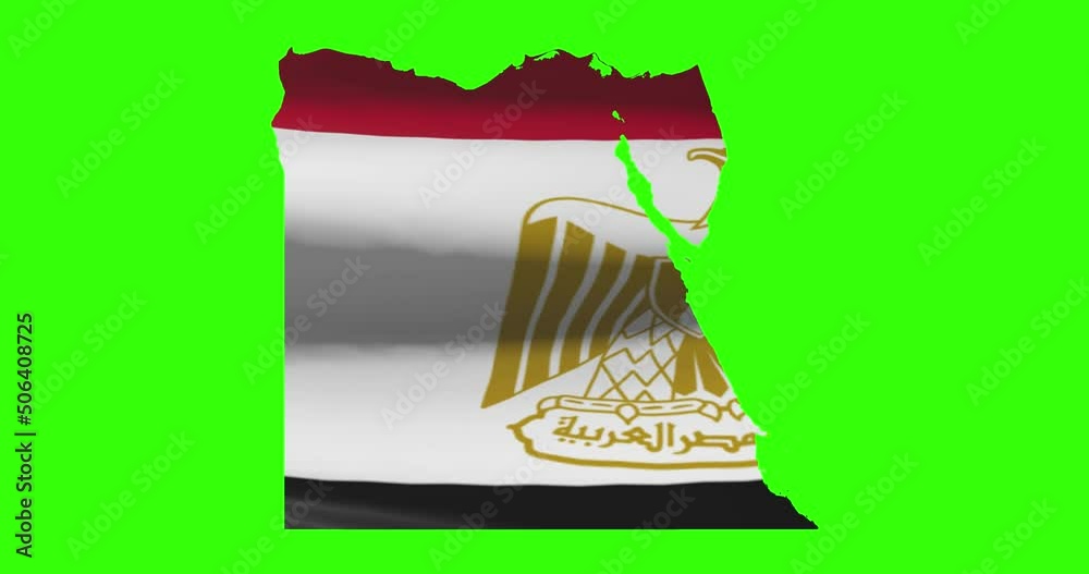 Egypt country shape outline on green screen with national flag waving ...