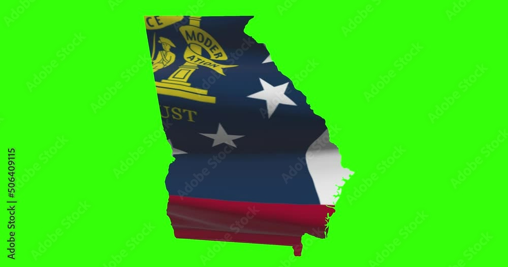 Georgia state map outline with flag animation on green screen Stock ビデオ ...
