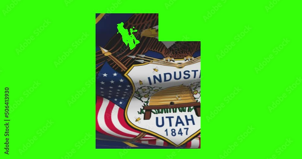 Utah state map outline with flag animation on green screen Stock ビデオ ...